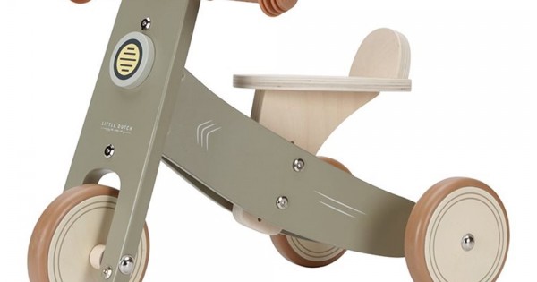 Tricicleta din lemn FSC - Olive - Little Dutch